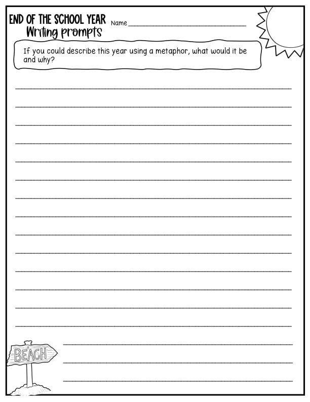 End of the Year Writing Prompts and Reflections - Etsy