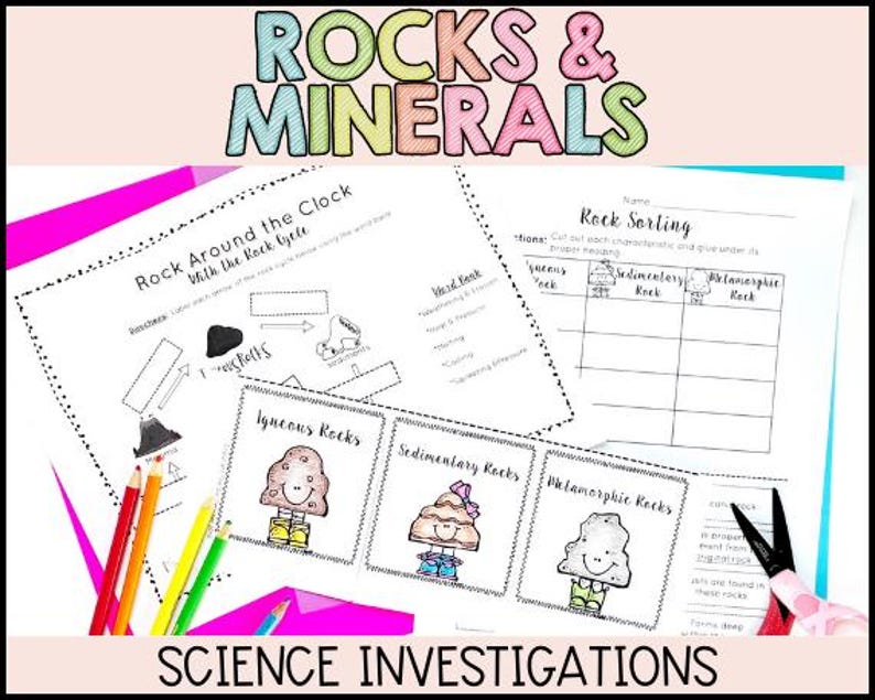 Rocks and Minerals Unit Types of Rocks & Rock Cycle Worksheets and ...