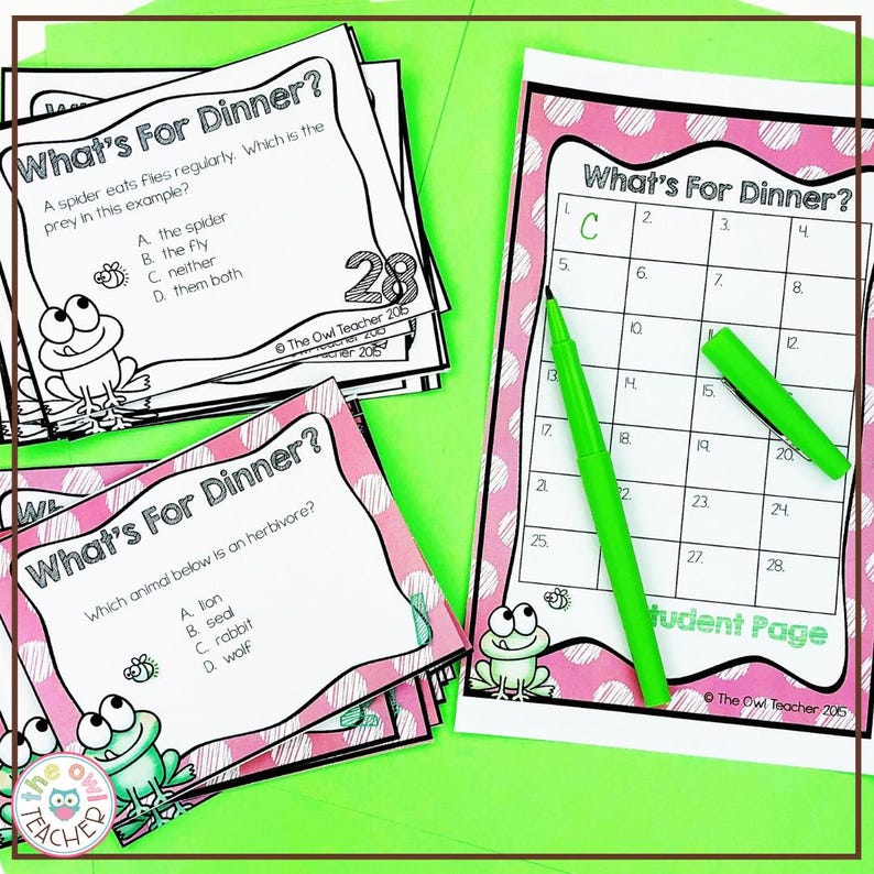 Food Chains & Food Webs Task Cards for 3rd Grade Energy Flow and ...