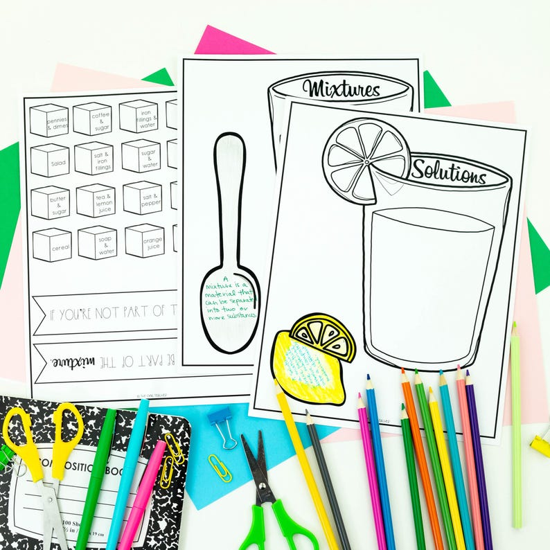 Mixtures and Solutions Sort Worksheet Activity and Craftivity - Etsy