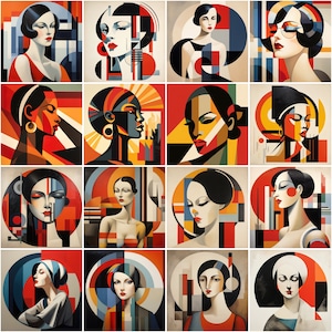 Abstract Geometric Women Portraits: Bauhaus-style, Cubist, & Graphic ...