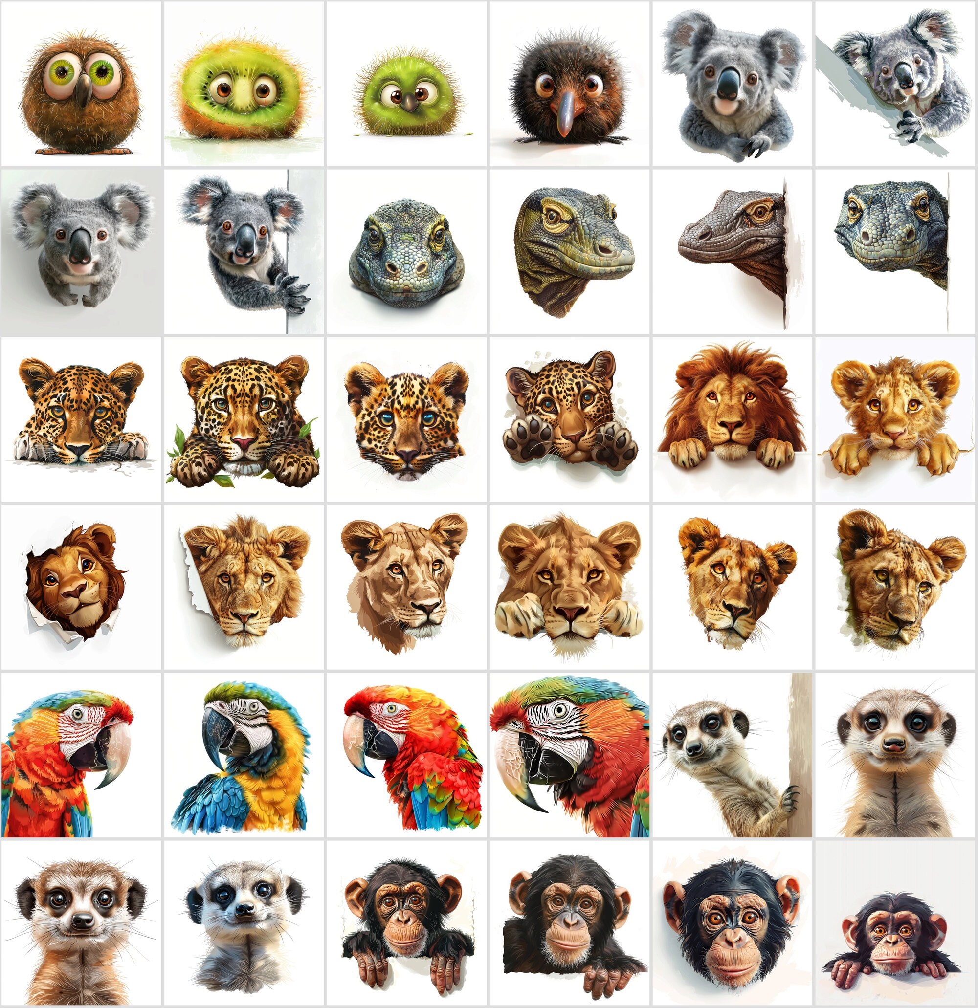 Peek-a-boo Animals! 460 Transparent PNG & JPG Graphics - Etsy
