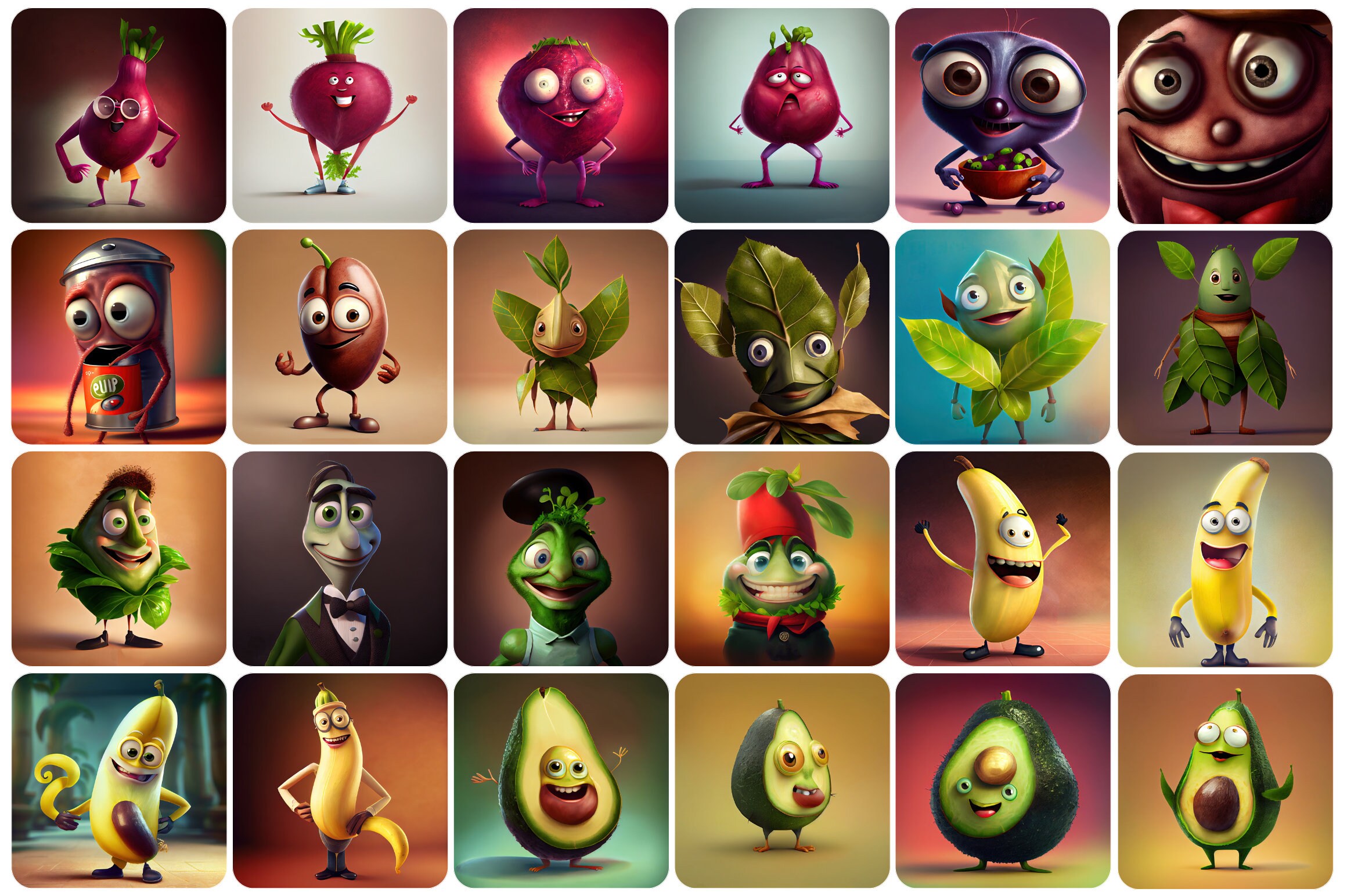 360 Funny Fruits and Vegetables, Printable Funny Fruit & Vegetable ...