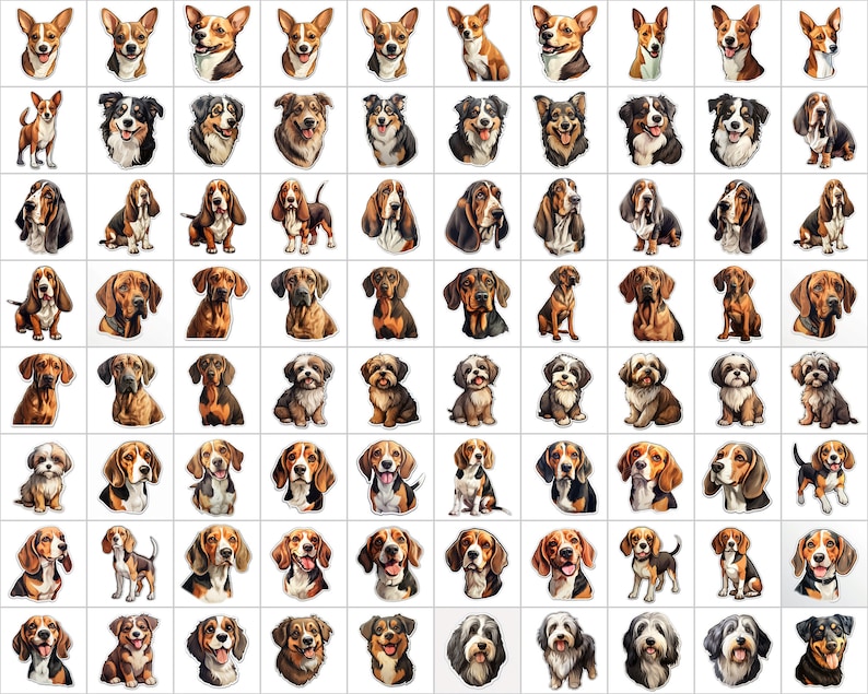 Ultimate Dog Breed Stickers Bundle - 2600 PNG Images With & Without ...