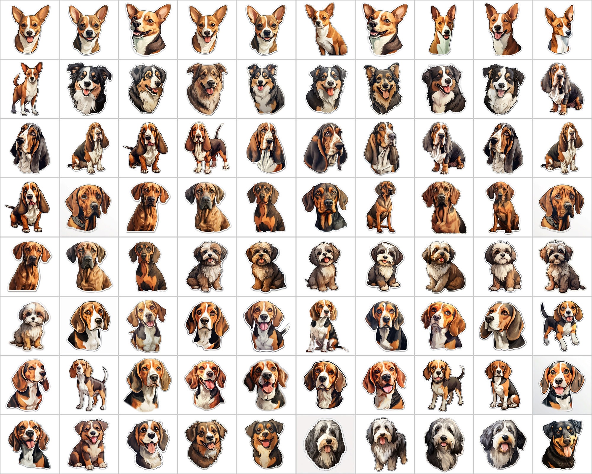 Ultimate Dog Breed Stickers Bundle - 2600 PNG Images With & Without ...