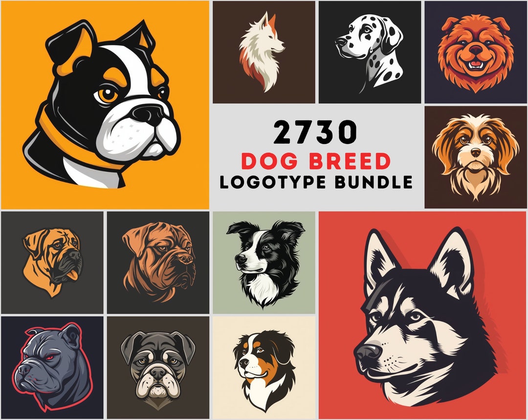 2730 Dog Breed Logotype Bundle - Etsy