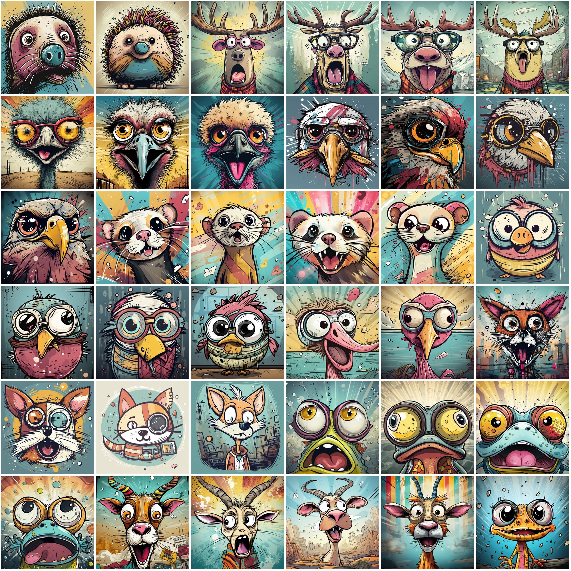 Whimsical Expressions: 490 Vibrant Surprised Cartoon Animal Portraits ...