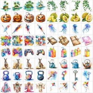 790 Colorful Digital Art Pieces - High-resolution Watercolor Images - Etsy