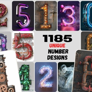 1185 Artistic Numbers Collection: Cyberpunk, Steampunk, and More - Etsy