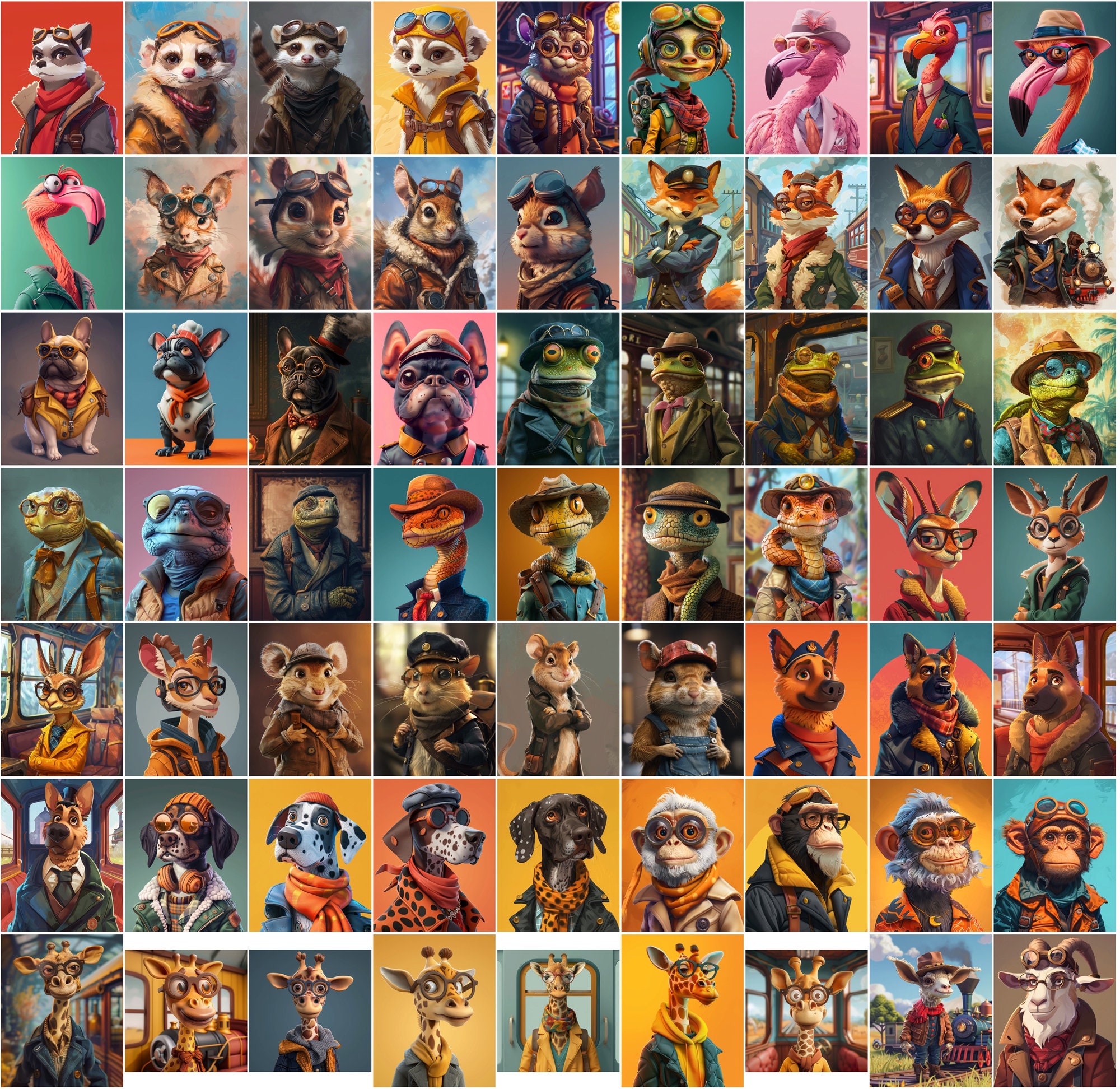 890 Colorful Cartoon Animals and 110 People Images - Etsy