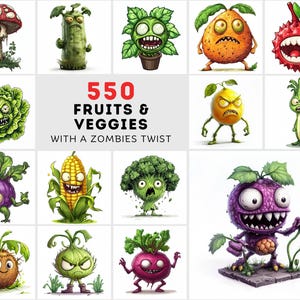 550 High-resolution Fruits & Veggies Zombies-themed Images - Etsy