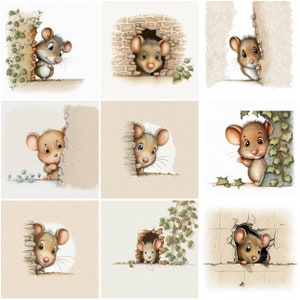 Hidden Mice Wall Art: 85 Whimsical Mouse Illustrations (digital ...