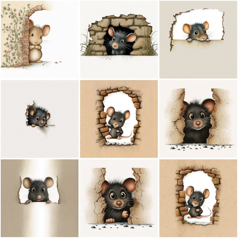 Hidden Mice Wall Art Bundle 85 Playful and Whimsical Mouse ...