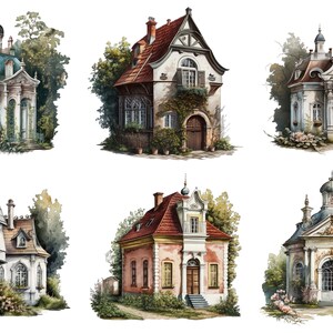 Elegant Baroque Cottage Watercolor Set - 65 Transparent Images for Your ...