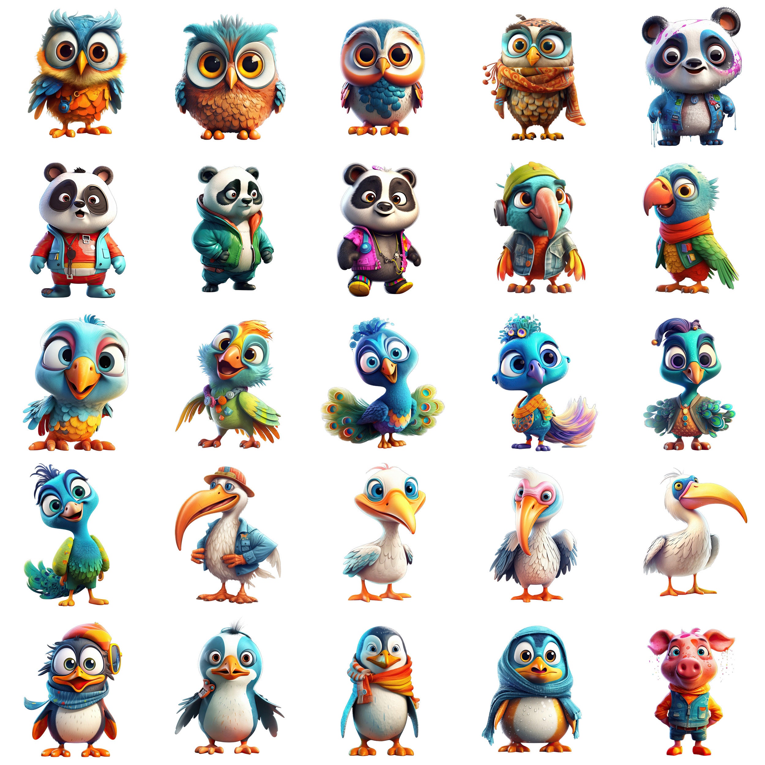 200 Adorable 3D Animal Clipart Bundle, Cute Transparent Background ...