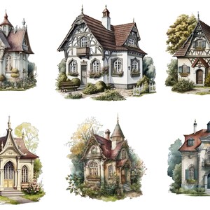 Elegant Baroque Cottage Watercolor Set - 65 Transparent Images for Your ...