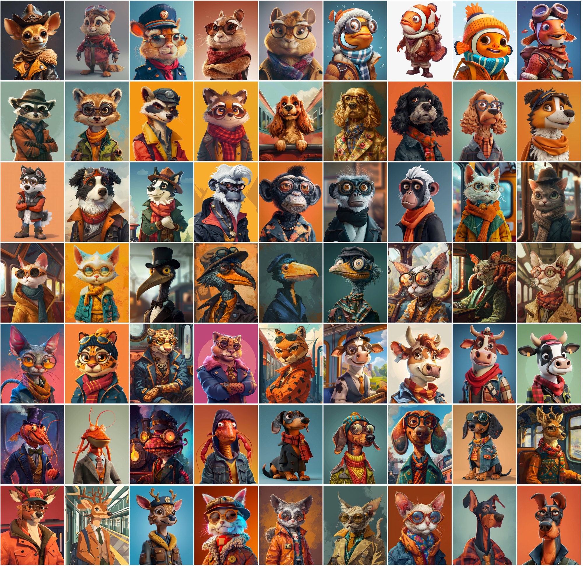 890 Colorful Cartoon Animals and 110 People Images - Etsy