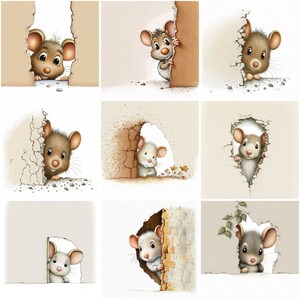 Hidden Mice Wall Art: 85 Whimsical Mouse Illustrations (digital ...