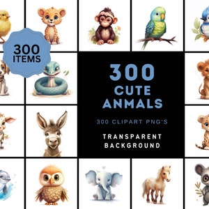 300 Transparent PNG Cute Animal Illustrations With Commercial License ...