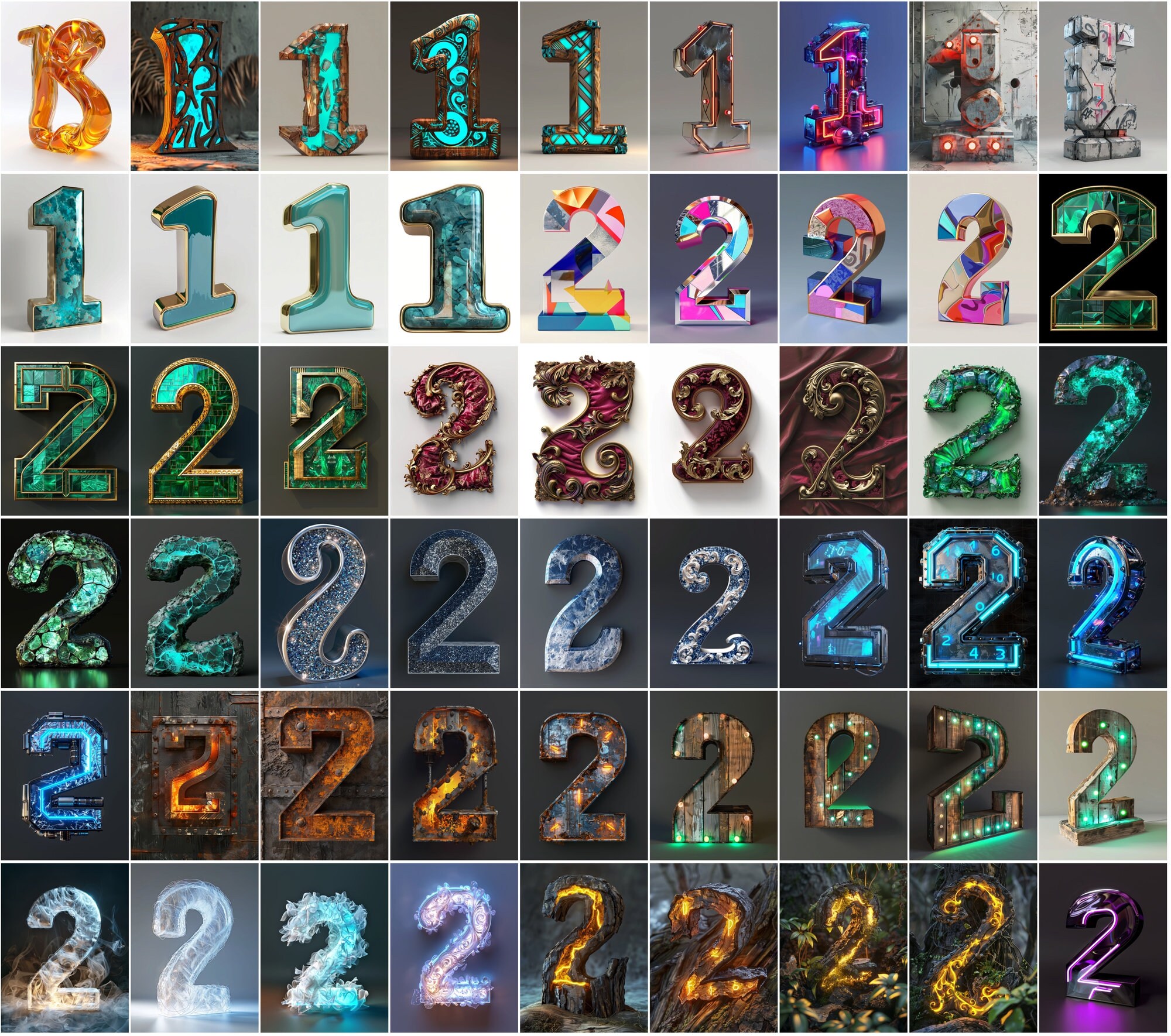 1185 Artistic Numbers Collection: Cyberpunk, Steampunk, and More - Etsy