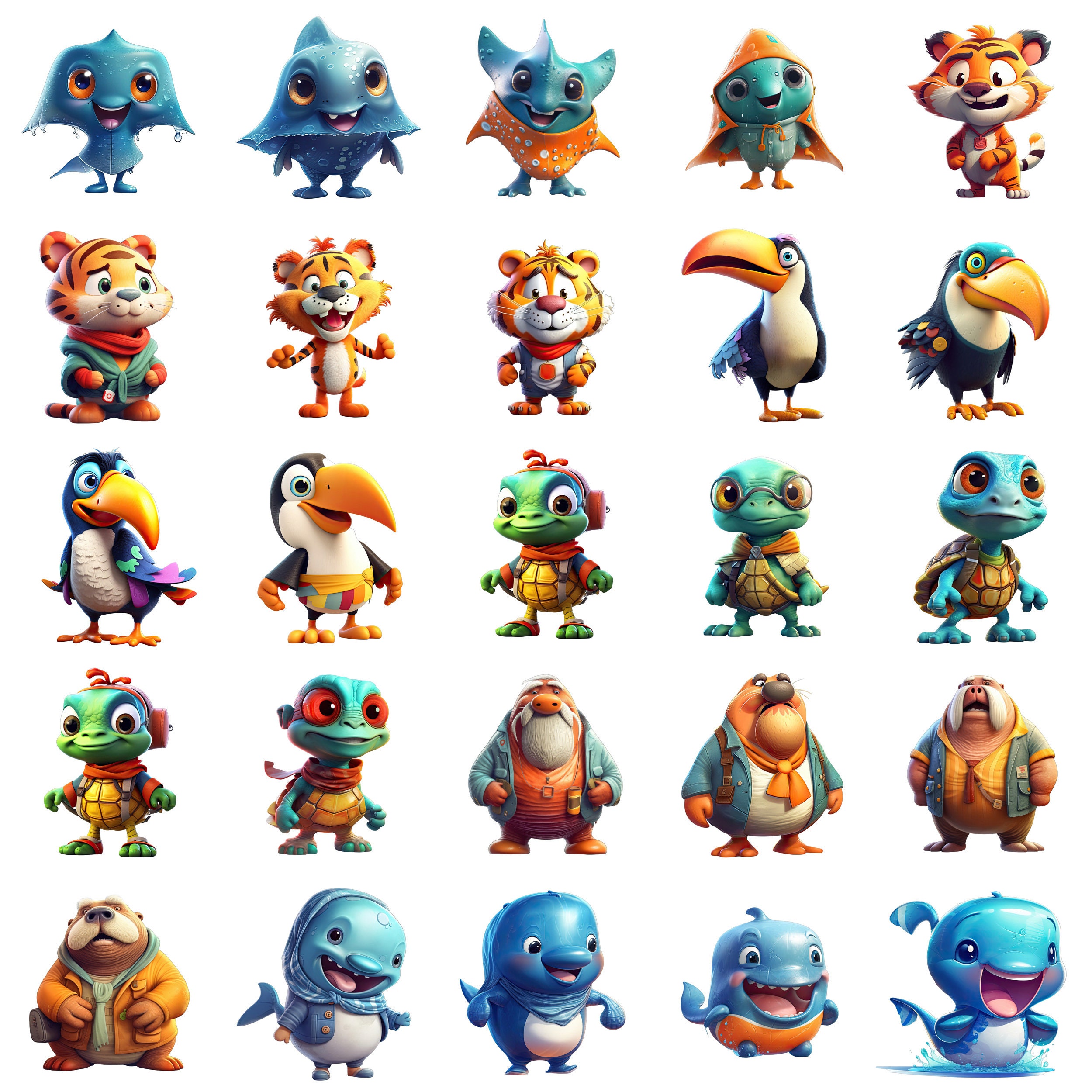 200 Adorable 3D Animal Clipart Bundle Cute Transparent - Etsy Australia