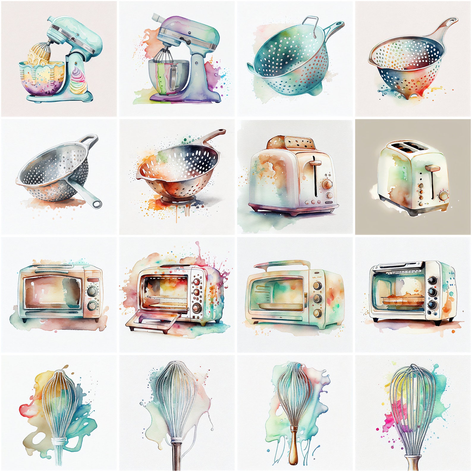 Kitchen Watercolor Appliance Bundle Clipart: 130 High-quality Images ...