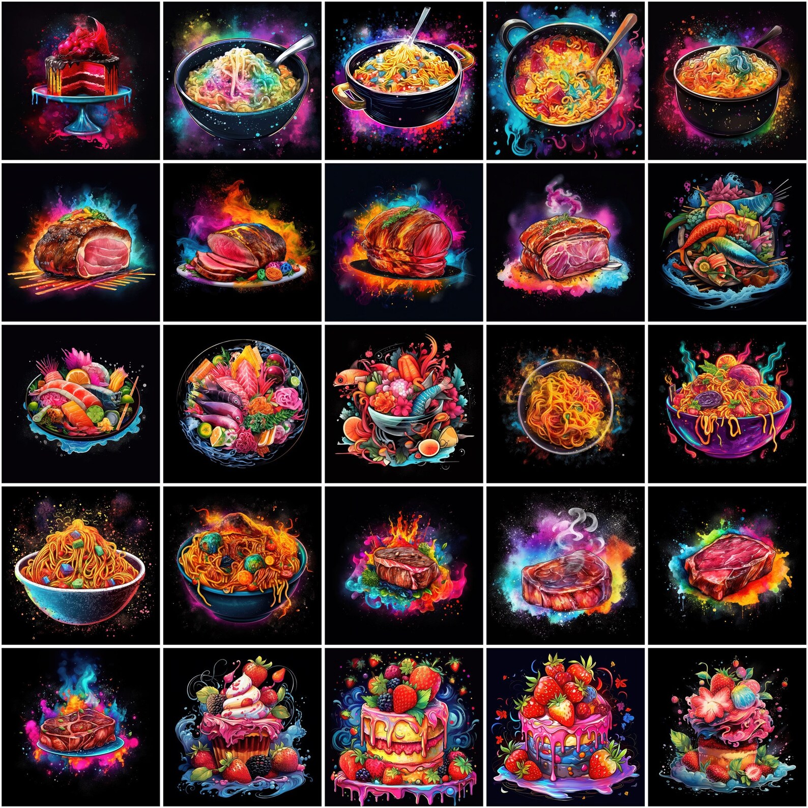 Colorful Surreal Food Images: Magical & Dreamy PNG Illustrations With ...