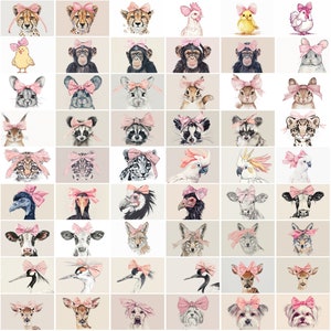 Cute Animal Images With Pink Bow - 600 High-resolution Jpgs ...