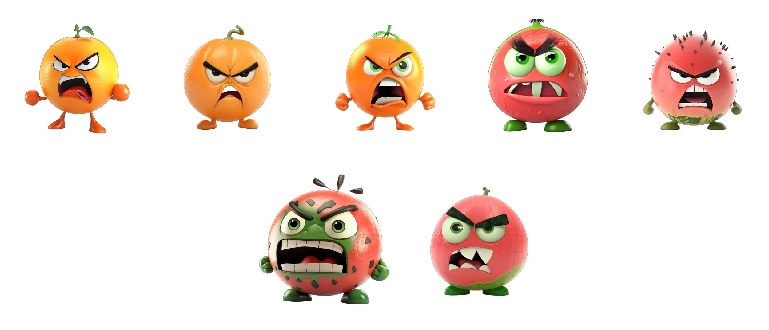 Angry Fruits Bundle 180 Transparent PNG Images for Digital Design, Clip ...