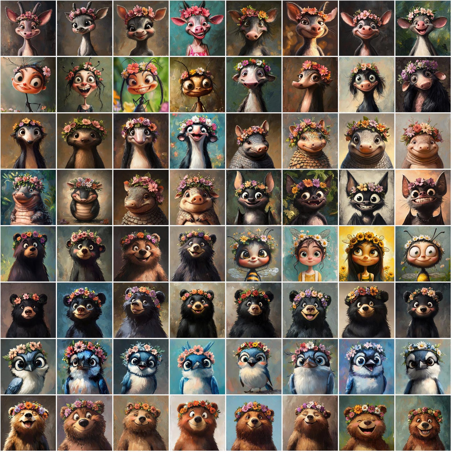 595 Charming Animal Characters: High-res Oil Painting Style Digital Art ...