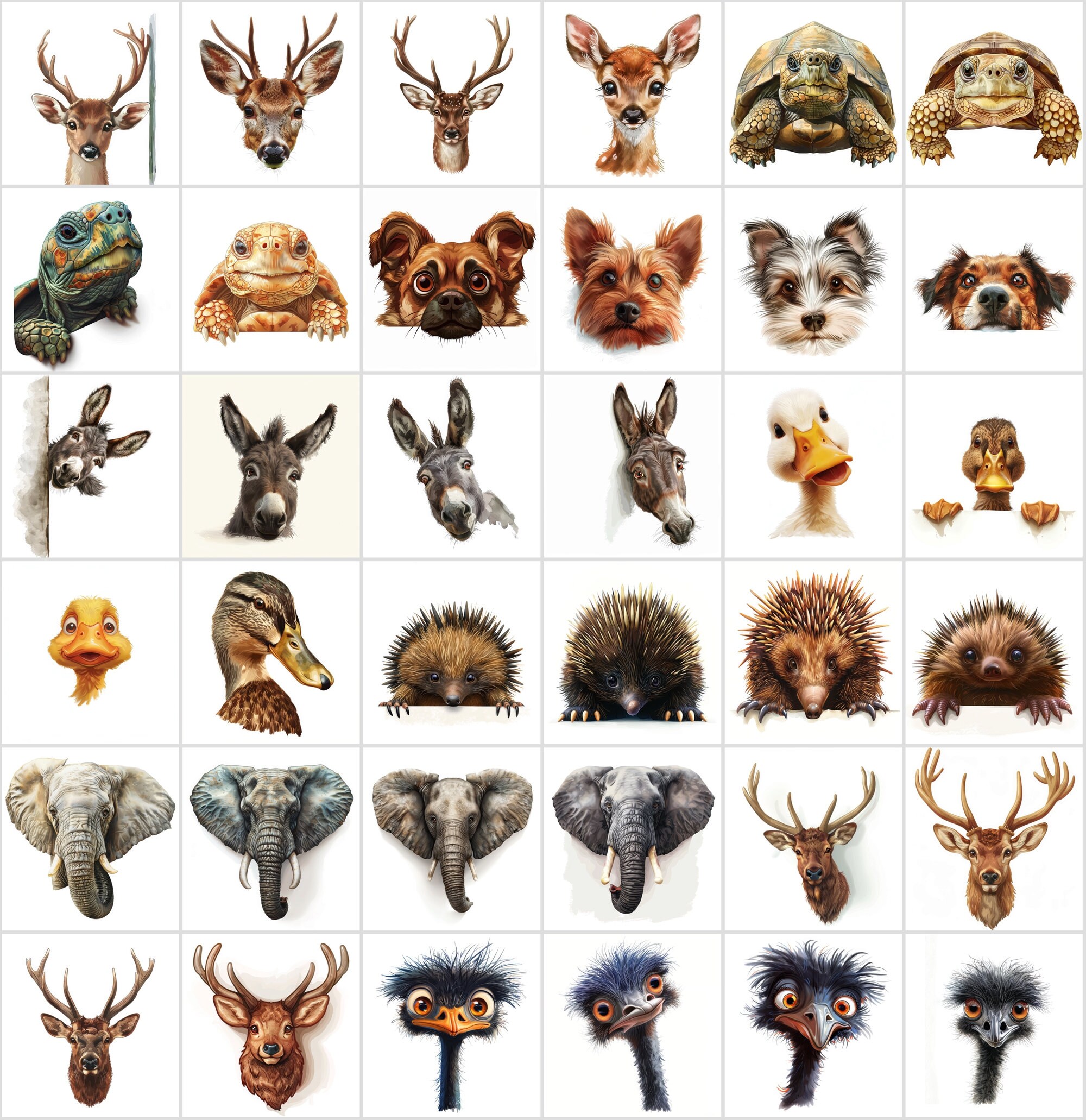 Peek-a-boo Animals! 460 Transparent PNG & JPG Graphics - Etsy