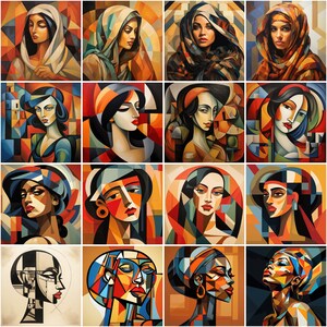 Abstract Geometric Women Portraits: Bauhaus-style, Cubist, & Graphic ...