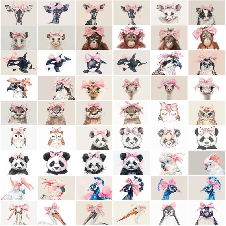 Cute Animal Images With Pink Bow - 600 High-resolution Jpgs ...