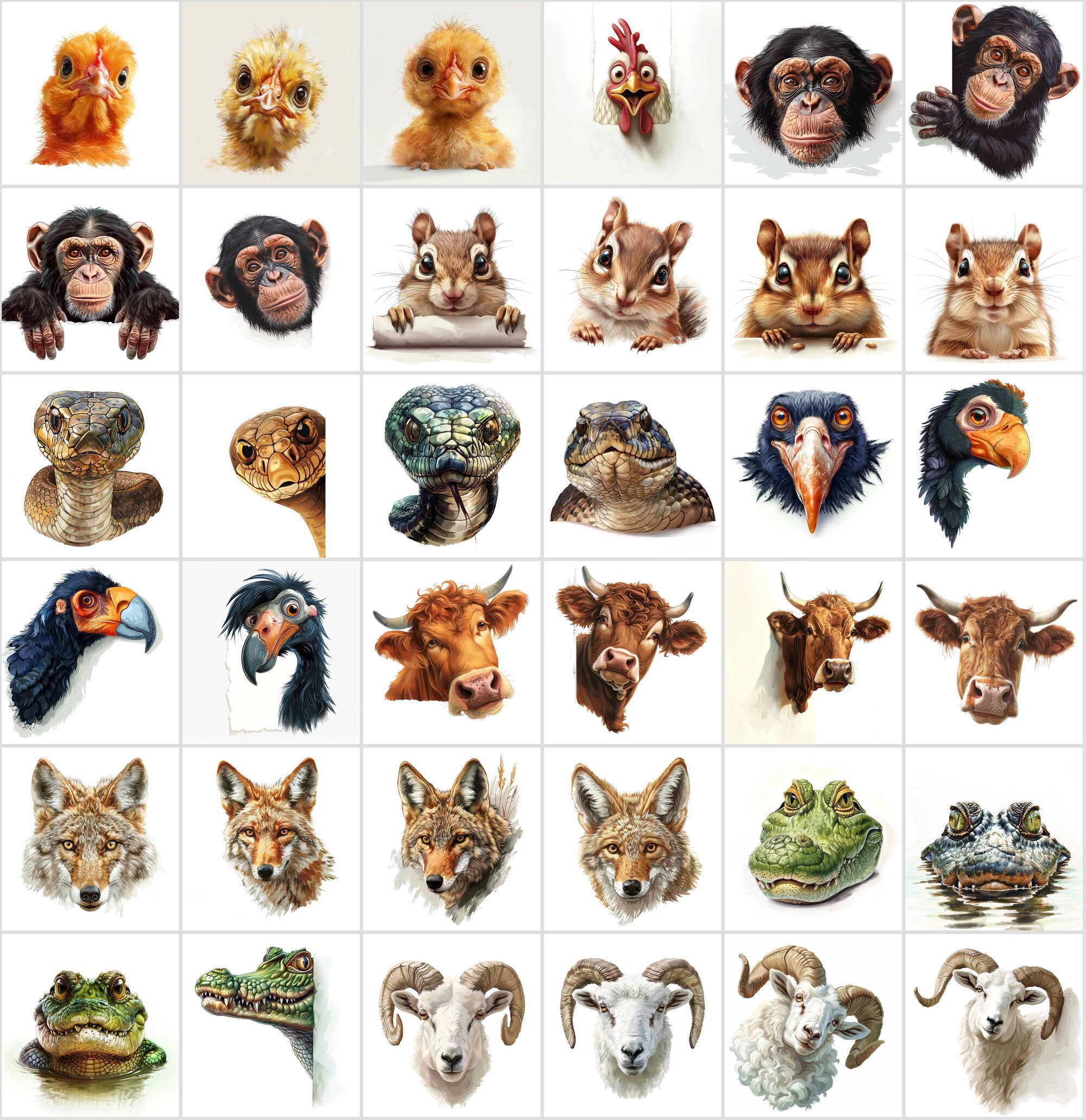 Peek-a-boo Animals! 460 Transparent PNG & JPG Graphics - Etsy