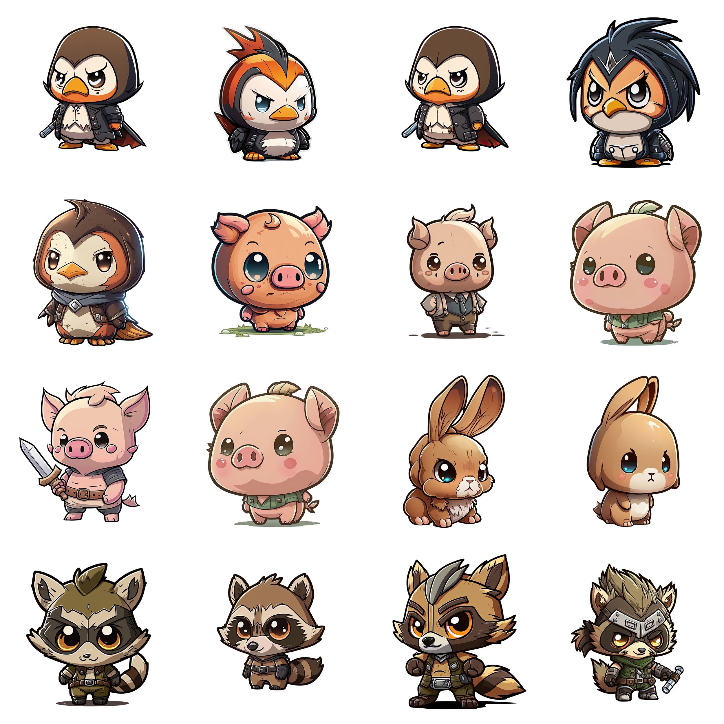 117 Adorable Chibi Animal Illustrations With Transparent Backgrounds ...