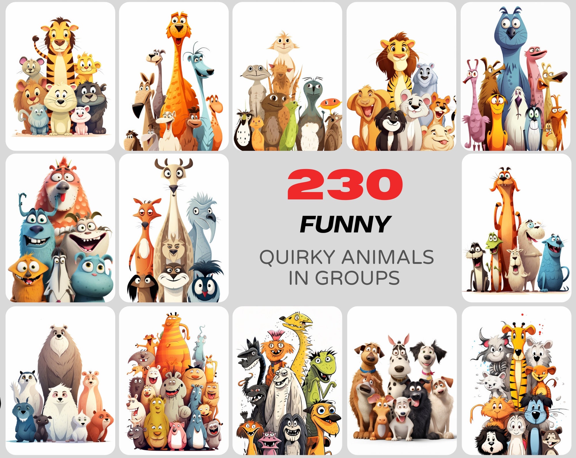 230 Quirky and Fun Animal Group Portraits - Etsy