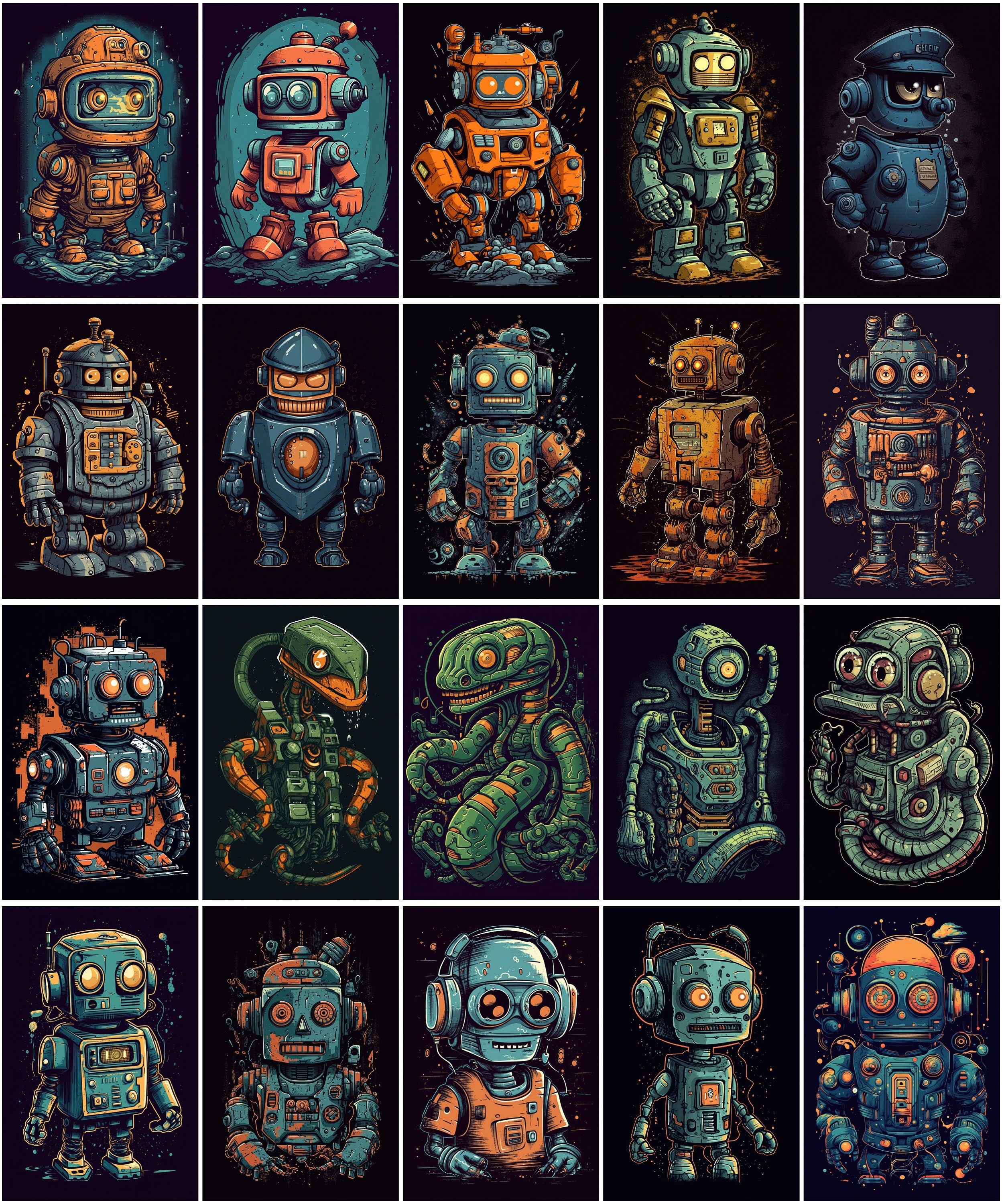 Whimsical Robot Cartoon Bundle 150 Adorable, Playful Robot ...