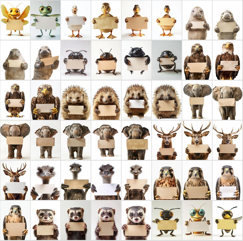 800 Adorable Animals With Signs: High-res Commercial Use Image - Etsy