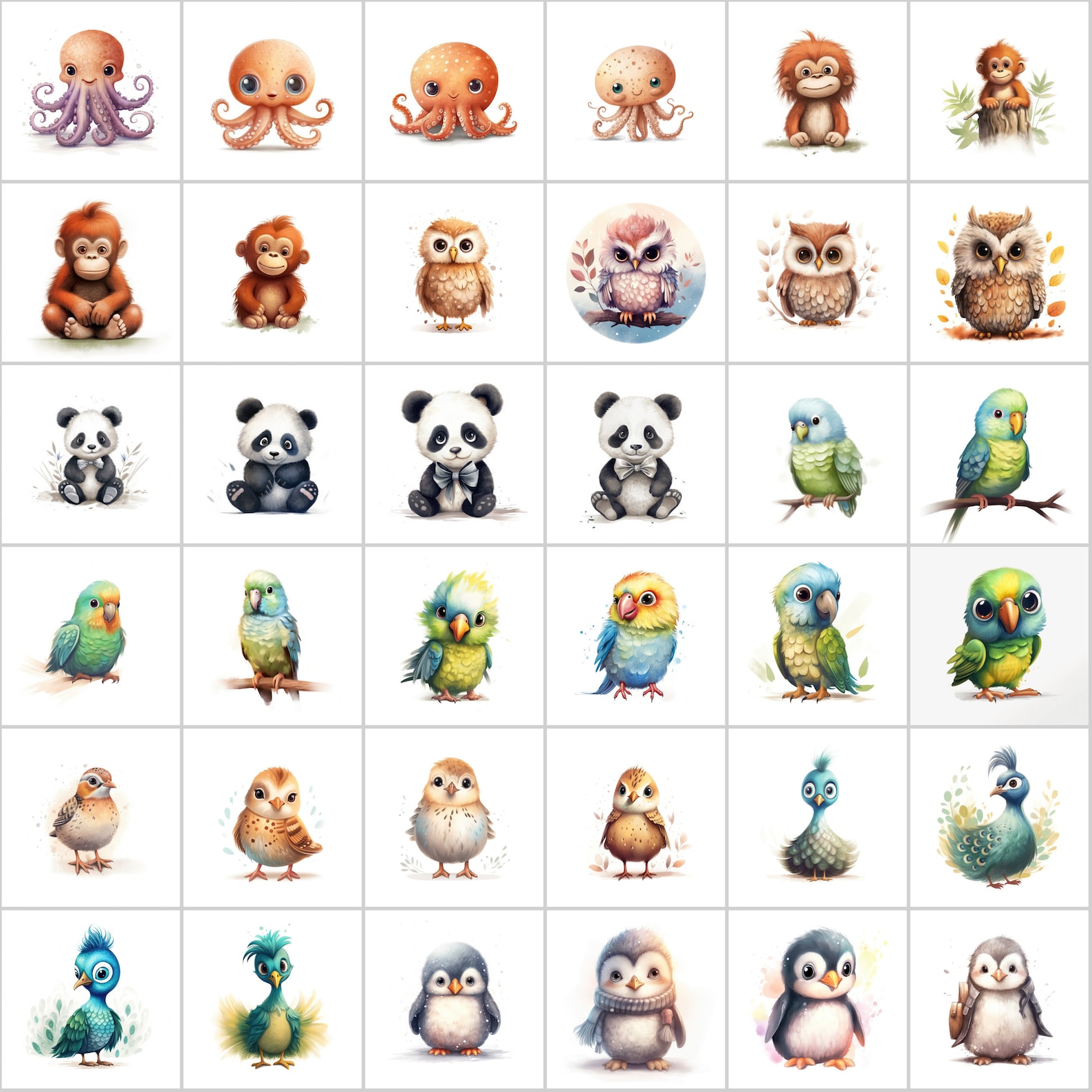 300 Transparent PNG Cute Animal Illustrations With Commercial License ...