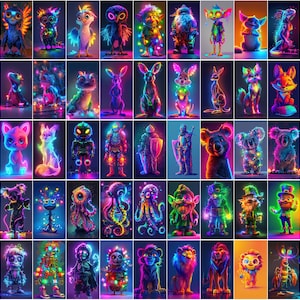 Neon Characters and Animals Collection - 400 Colorful JPG Images With ...