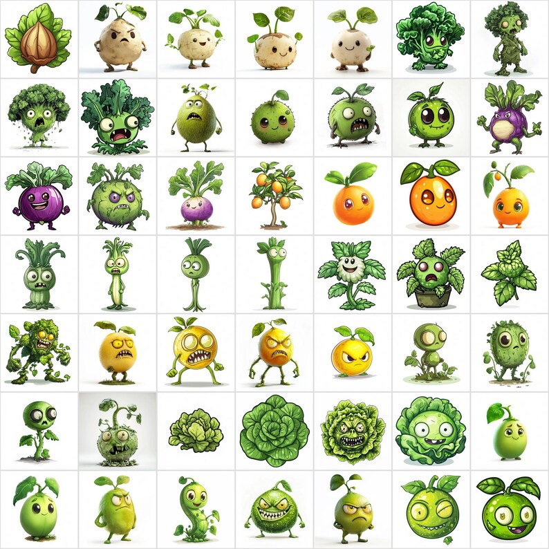 550 High-resolution Fruits & Veggies Zombies-themed Images - Etsy