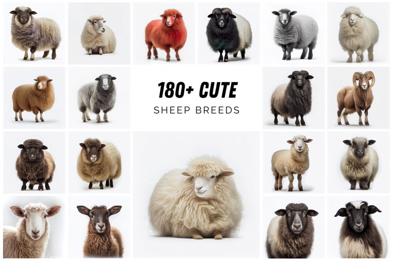 Sheep Breeds Clipart, 180+ PNG Images (digital Download) - Etsy