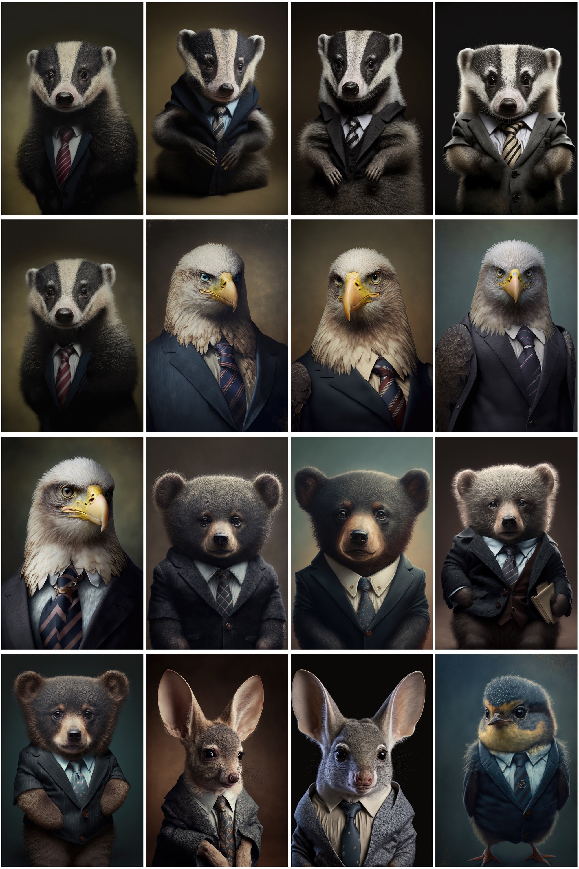 Adorable Baby Animals in Business Suits 390 Whimsical - Etsy