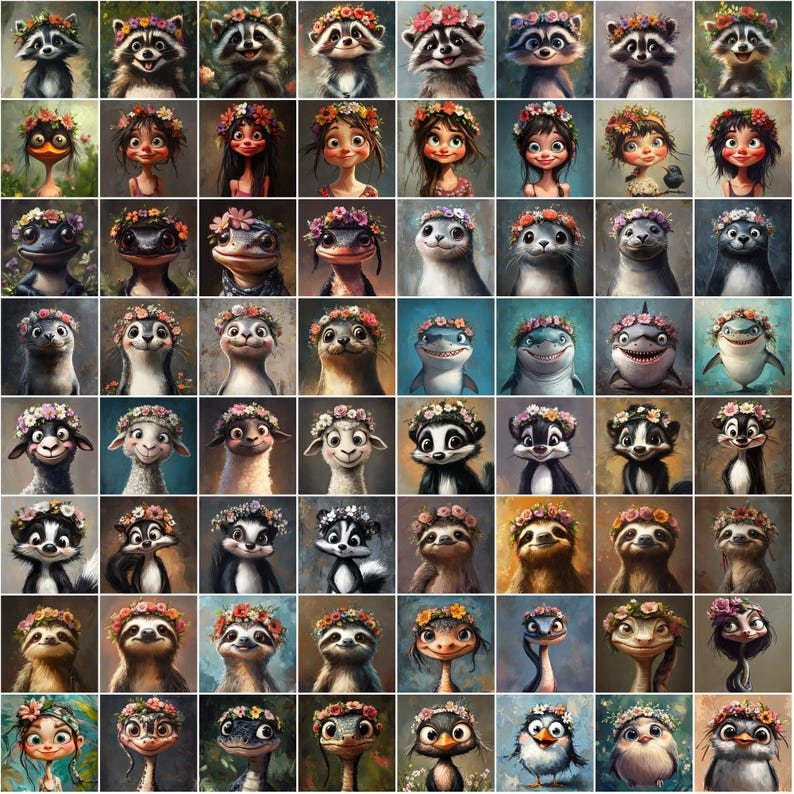595 Charming Animal Characters: High-res Oil Painting Style Digital Art ...