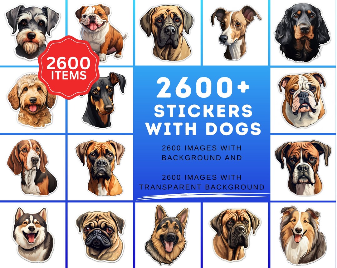Ultimate Dog Breed Stickers Bundle - 2600 PNG Images With & Without ...