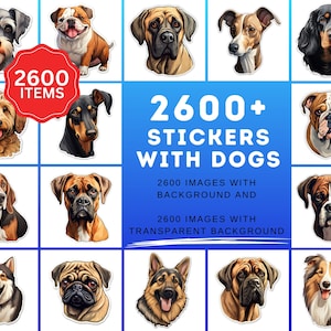 Ultimate Dog Breed Stickers Bundle - 2600 PNG Images With & Without ...