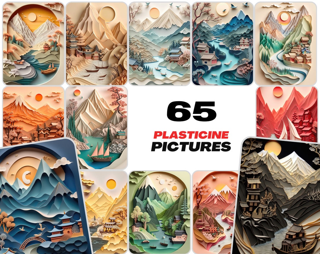 65 Plasticine Pictures Bundle, Colorful Clay Art, Handmade Modelling ...