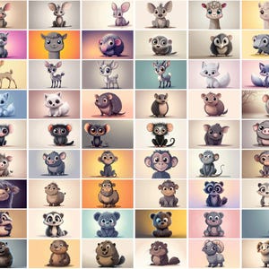 620 Adorable Cartoon Animals With Gradient Backgrounds - Etsy