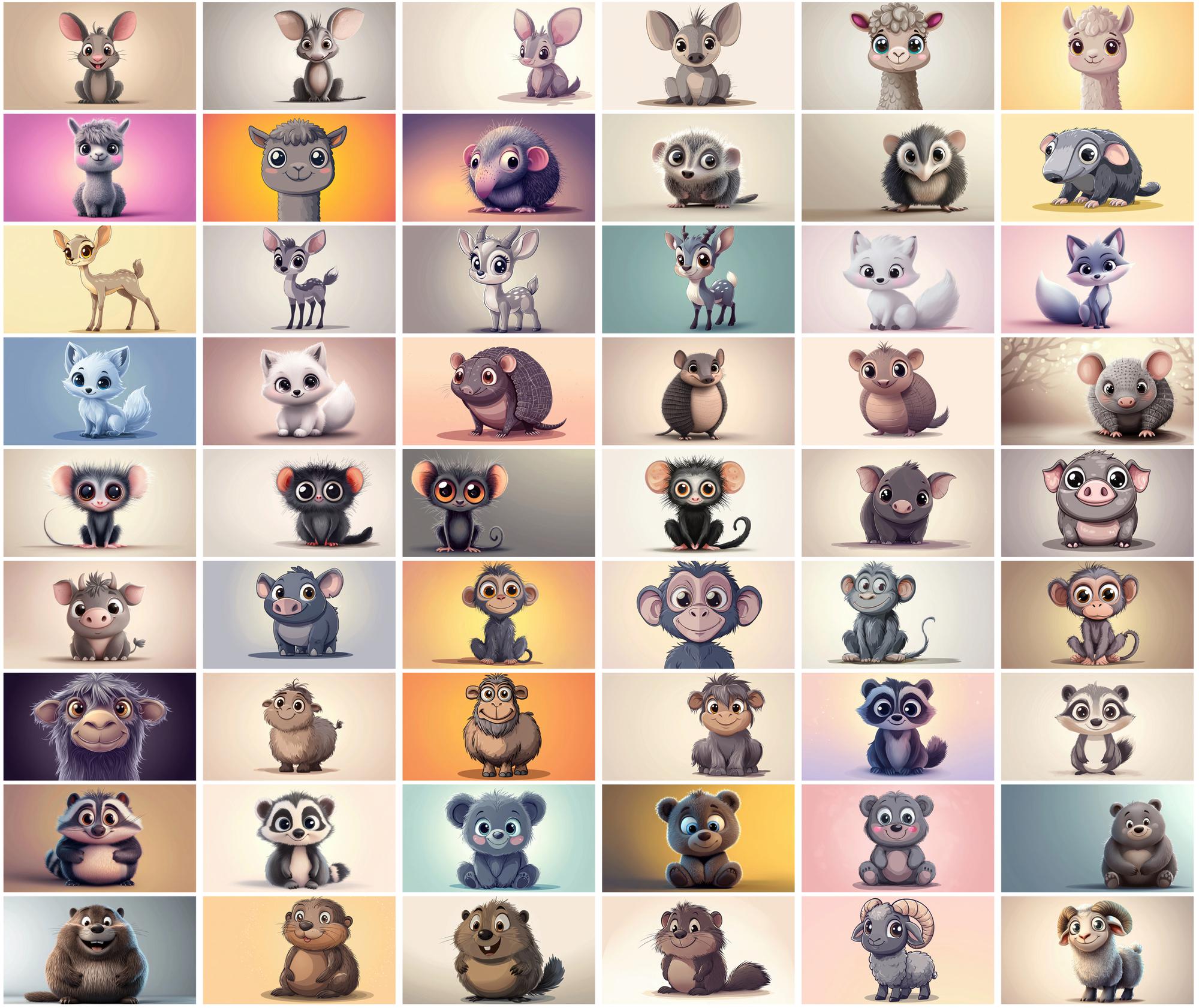 620 Adorable Cartoon Animals With Gradient Backgrounds - Etsy