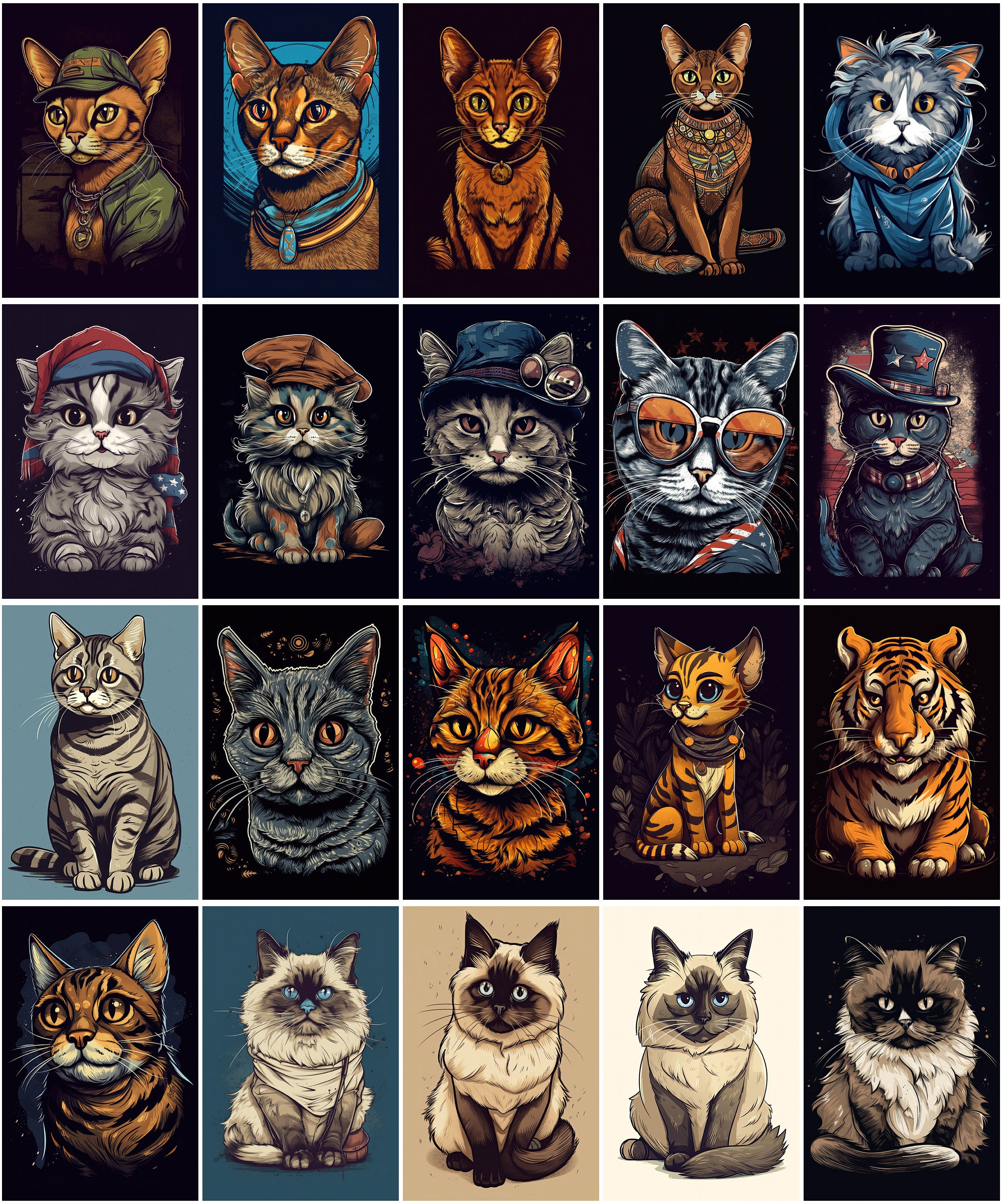 110 Cartoon Cat Breed T-shirt Designs Bundle - Etsy